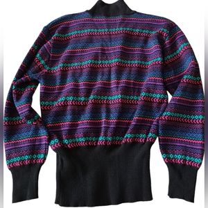 MEISTER | Sweaters | Meister Vintage Blk Stripe Multicolor Sweater W ...
